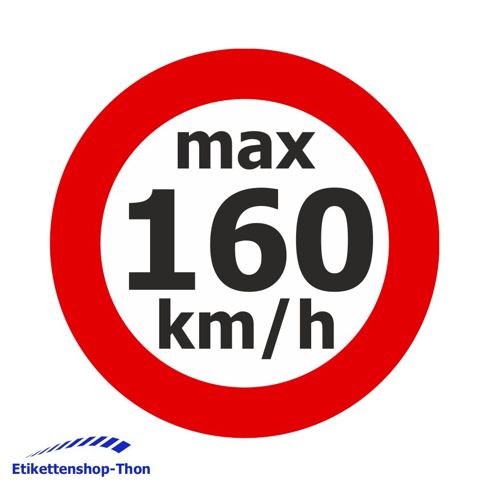Etikettenshop-Thon - Geschwindigkeitsaufkleber "max. 160 km/h" - 100 Stück